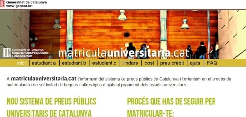 Web sobre matriculas universitarias en Cataluña - Educación 2.0